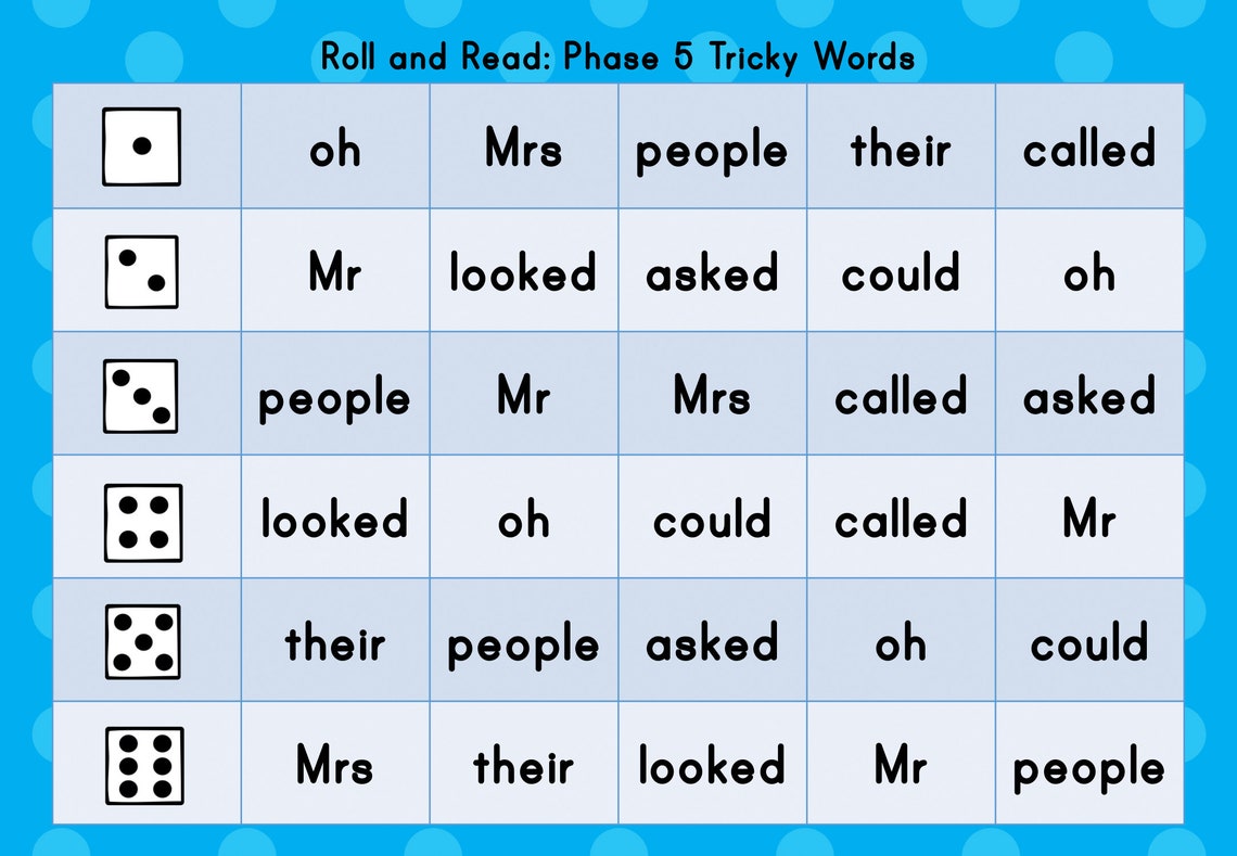 Roll the Dice and Read: Fun Tricky Word Games - Phase 2 to 5 - Etsy
