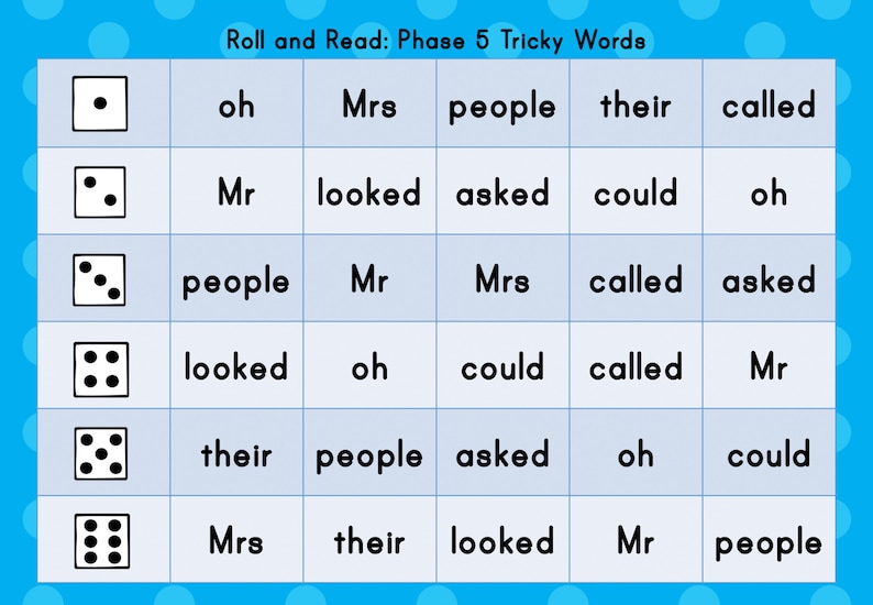 Roll the Dice and Read: Fun Tricky Word Games - Phase 2 to 5 - Etsy