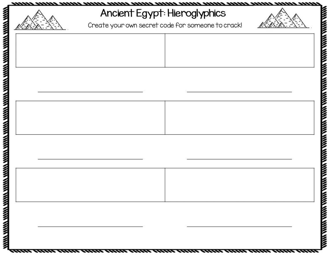 Ancient Egypt Hieroglyphics Activities – Worksheets, Answer Key ...