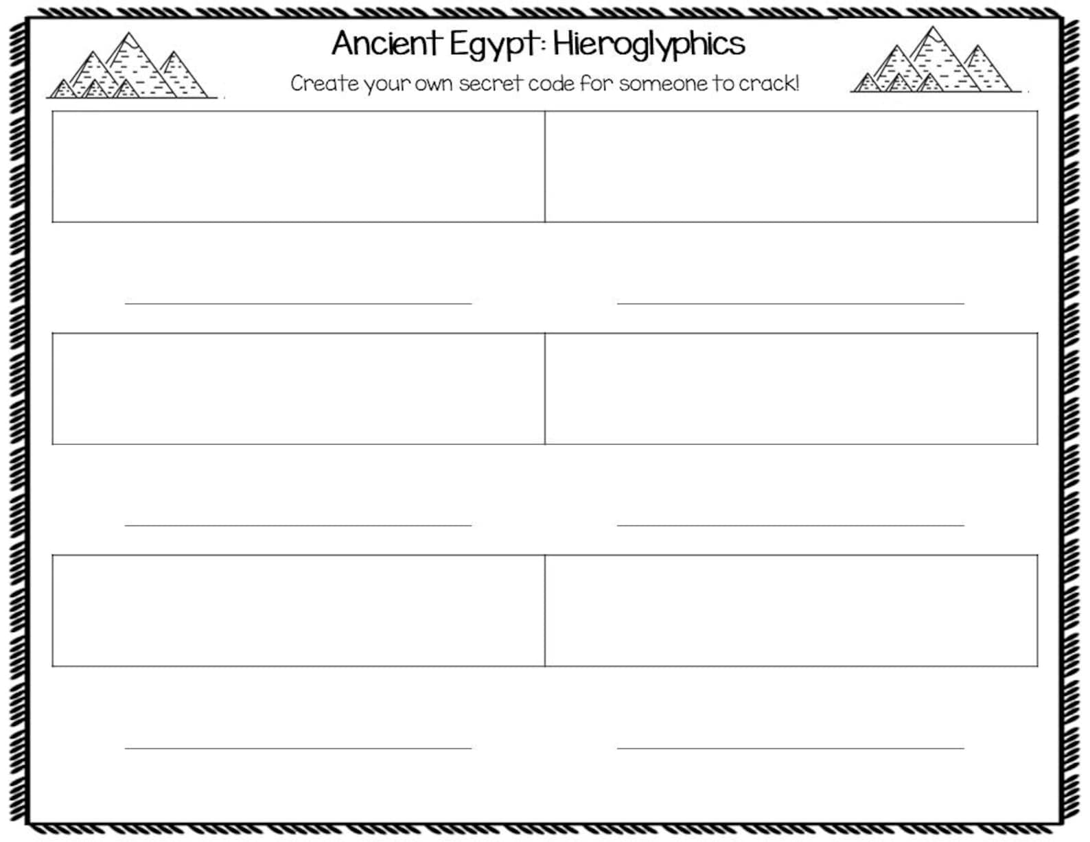 Ancient Egypt Hieroglyphics Activities – Worksheets, Answer Key ...