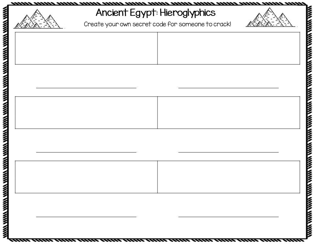 Ancient Egypt Hieroglyphics Activities – Worksheets, Answer Key ...