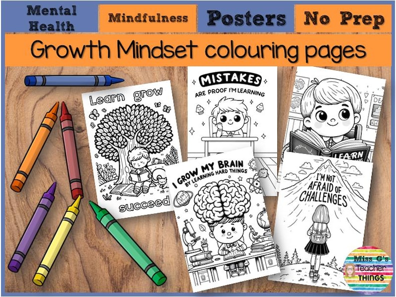 Growth Mindset Coloring Pages - Inspirational Classroom Decor - Etsy