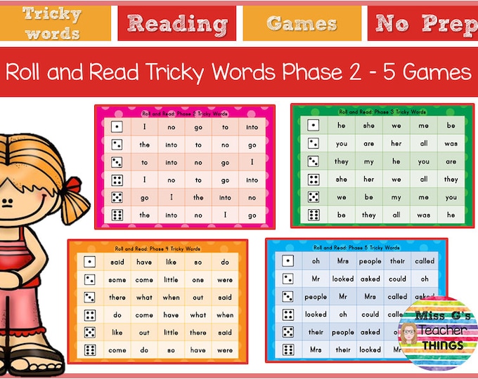 Roll the Dice and Read: Fun Tricky Word Games - Phase 2 to 5 - Etsy