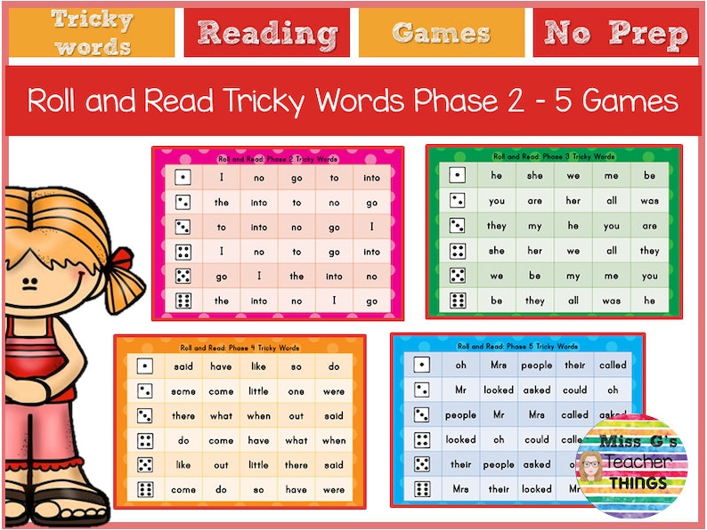 Roll the Dice and Read: Fun Tricky Word Games - Phase 2 to 5 - Etsy