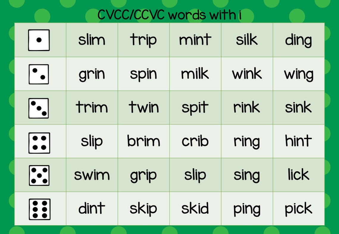Roll the Dice CVCC CCVC Word Game Boards - Etsy