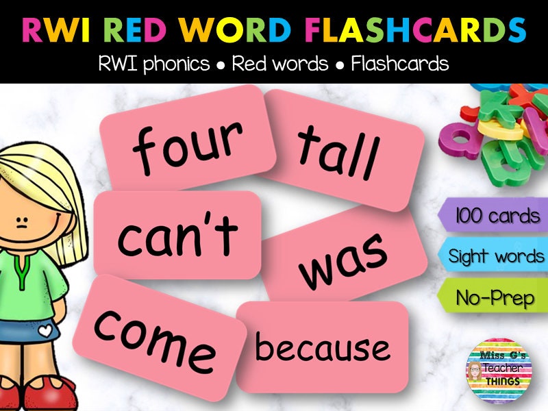 RWI Read Write Inc Red Word Flashcards Set 1 to 4 Phonics Reading - Etsy