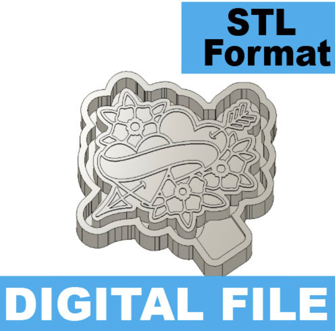 Double Hearts With Flowers Freshie Blank for Molding 3D Printer File ...
