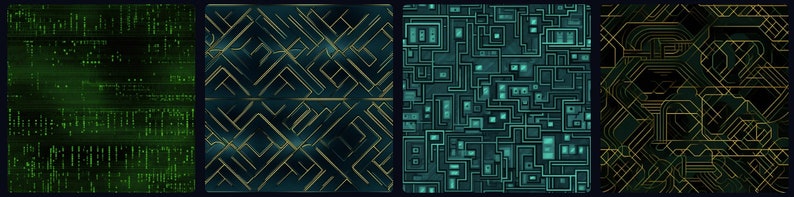 Cyberpunk Matrix Digital Paper - Seamless Digital Texture Backgrounds ...