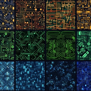 Cyberpunk Matrix Digital Paper - Seamless Digital Texture Backgrounds ...