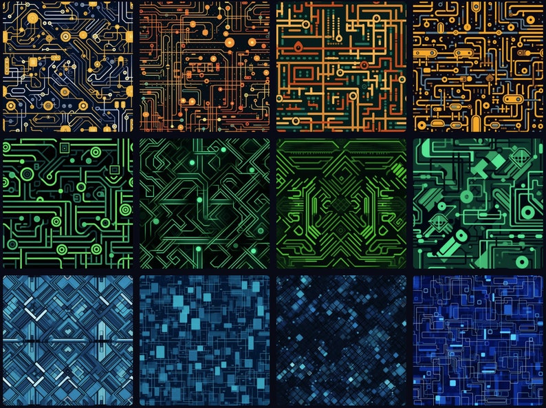 Cyberpunk Matrix Digital Paper - Seamless Digital Texture Backgrounds ...