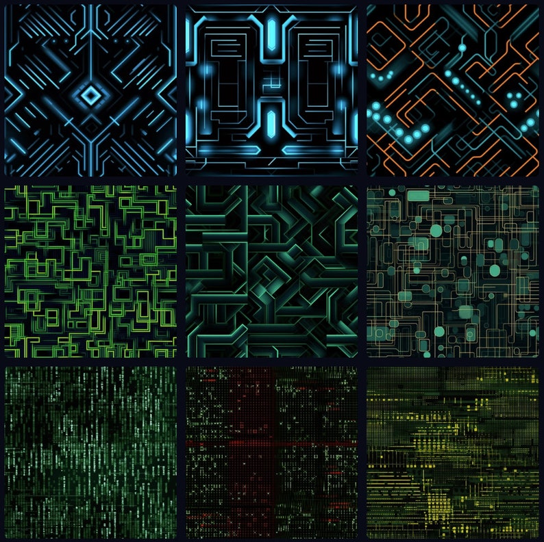 Cyberpunk Matrix Digital Paper - Seamless Digital Texture Backgrounds ...