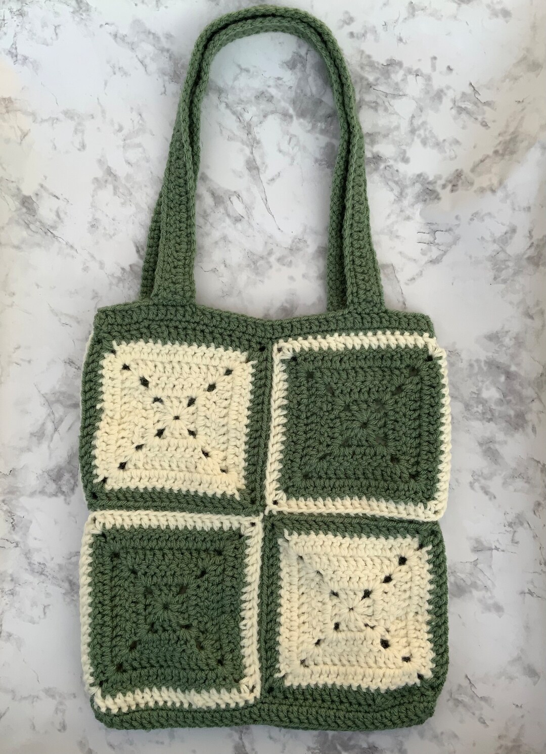 Crochet Checkered Shoulder Bag Green Purse Handmade Bag Market Bag - Etsy