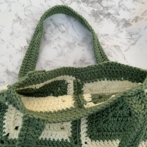 Crochet Checkered Shoulder Bag - Green Purse - Handmade Bag - Market ...