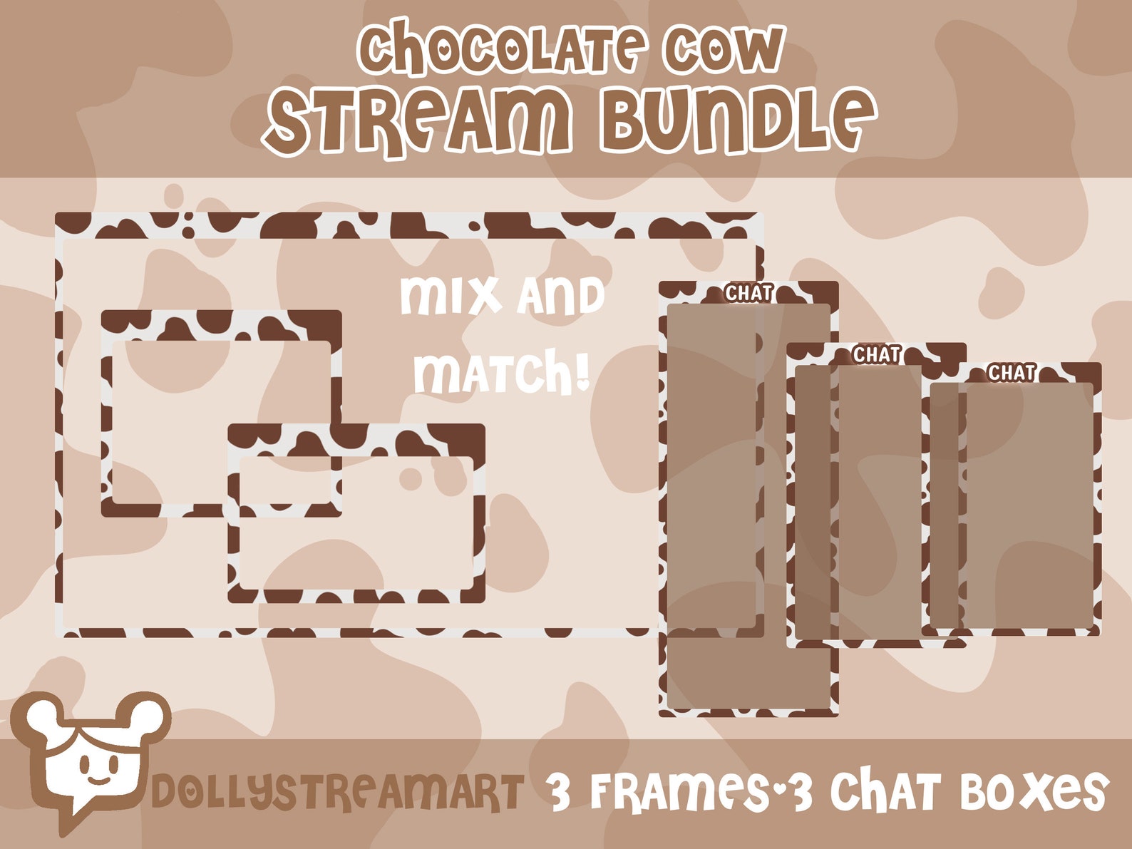 Chocolate Brown Cow Twitch Overlay Bundle, Stream Pack for Youtube and ...