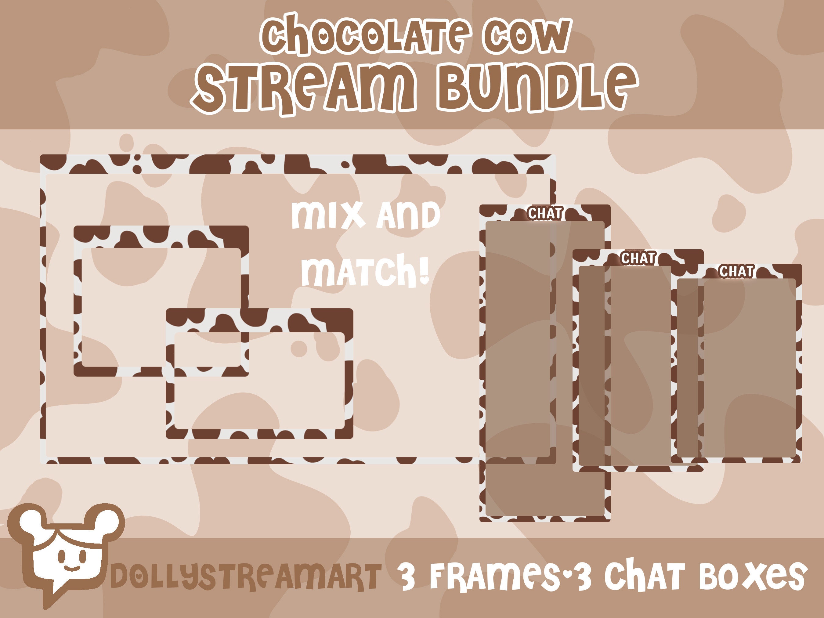 Chocolate Brown Cow Twitch Overlay Bundle, Stream Pack for Youtube and ...