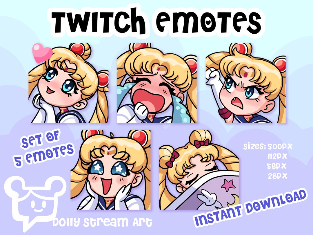Chibi Sailor Moon Emotes Pack for Streamers Kawaii Twitch - Etsy Canada
