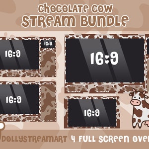 Chocolate Brown Cow Twitch Overlay Bundle, Stream Pack for Youtube and ...