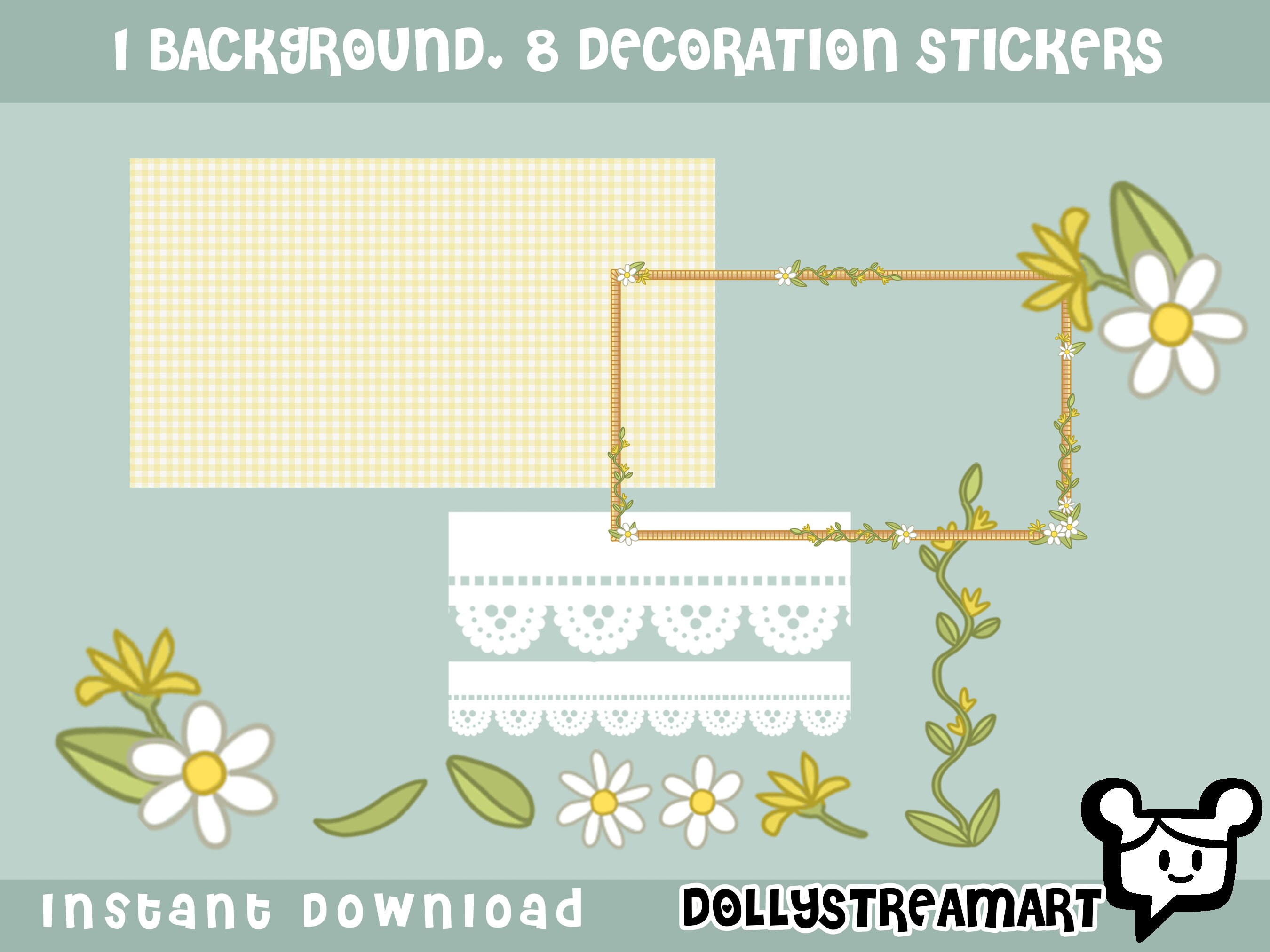 Cottagecore Twitch Overlay Pack for Stream, Daisy Kawaii Cozy Stream ...