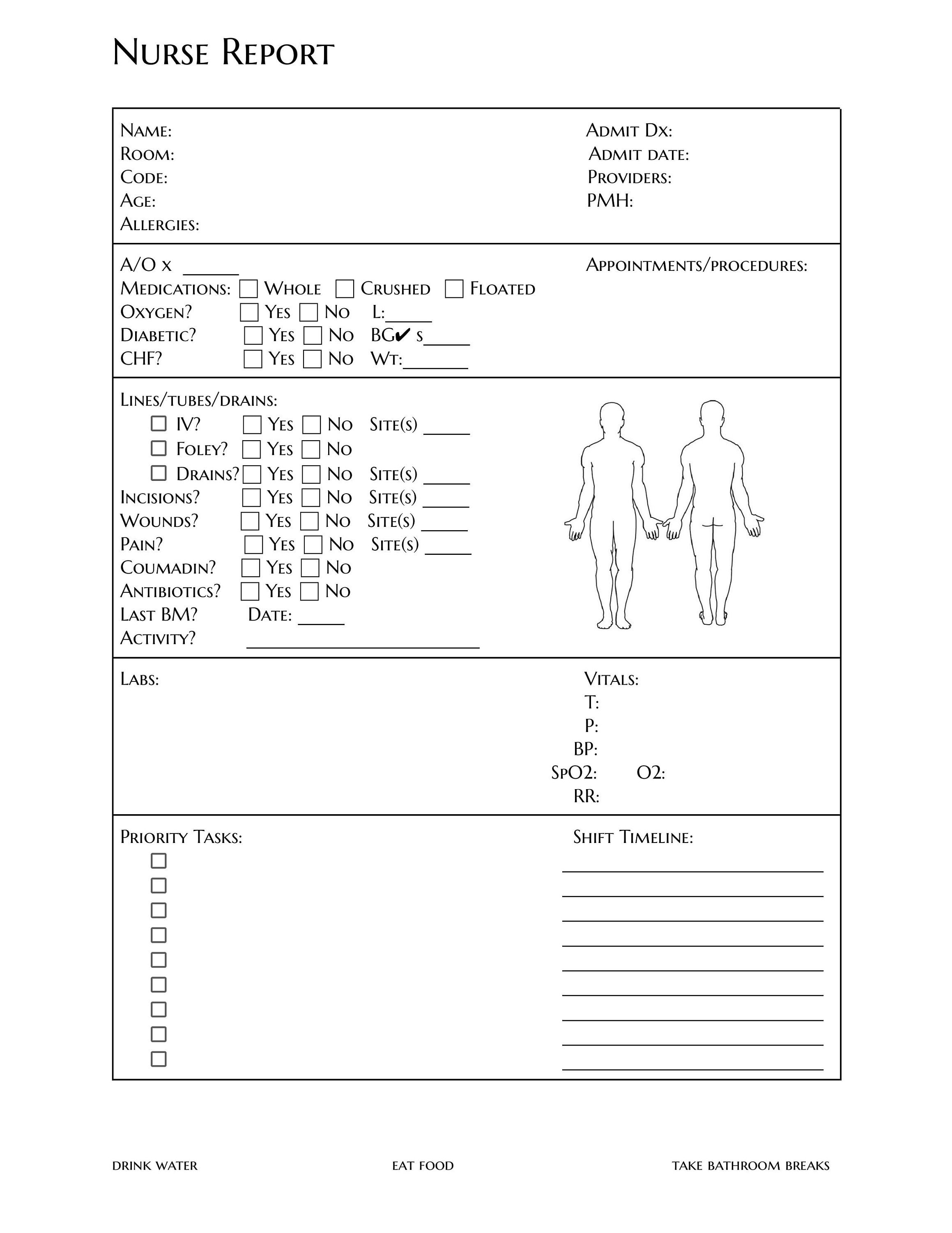 Nurse Report (detailed, Single Patient) - Etsy