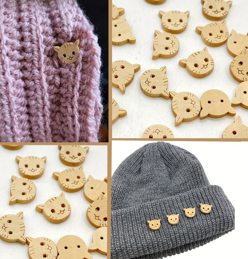 Kids Baby Wooden Cat Buttons Children's Buttons for Kids Clothes ...