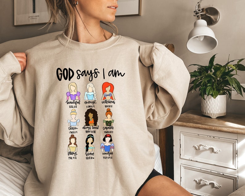 Princess Bible Verse Shirt, Disney Princess God Says I Am Shirt, Disney ...