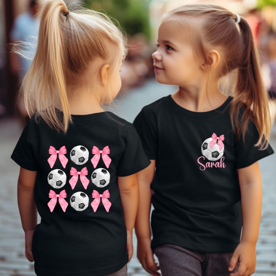 Custom Pink Bow Soccer Girls Shirt, Personalized Gift for Soccer Lover ...