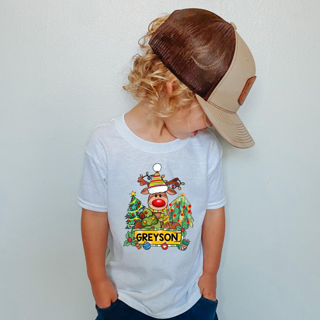 Christmas Kids Custom Name Shirt, Christmas Reindeer Shirt, Christmas ...