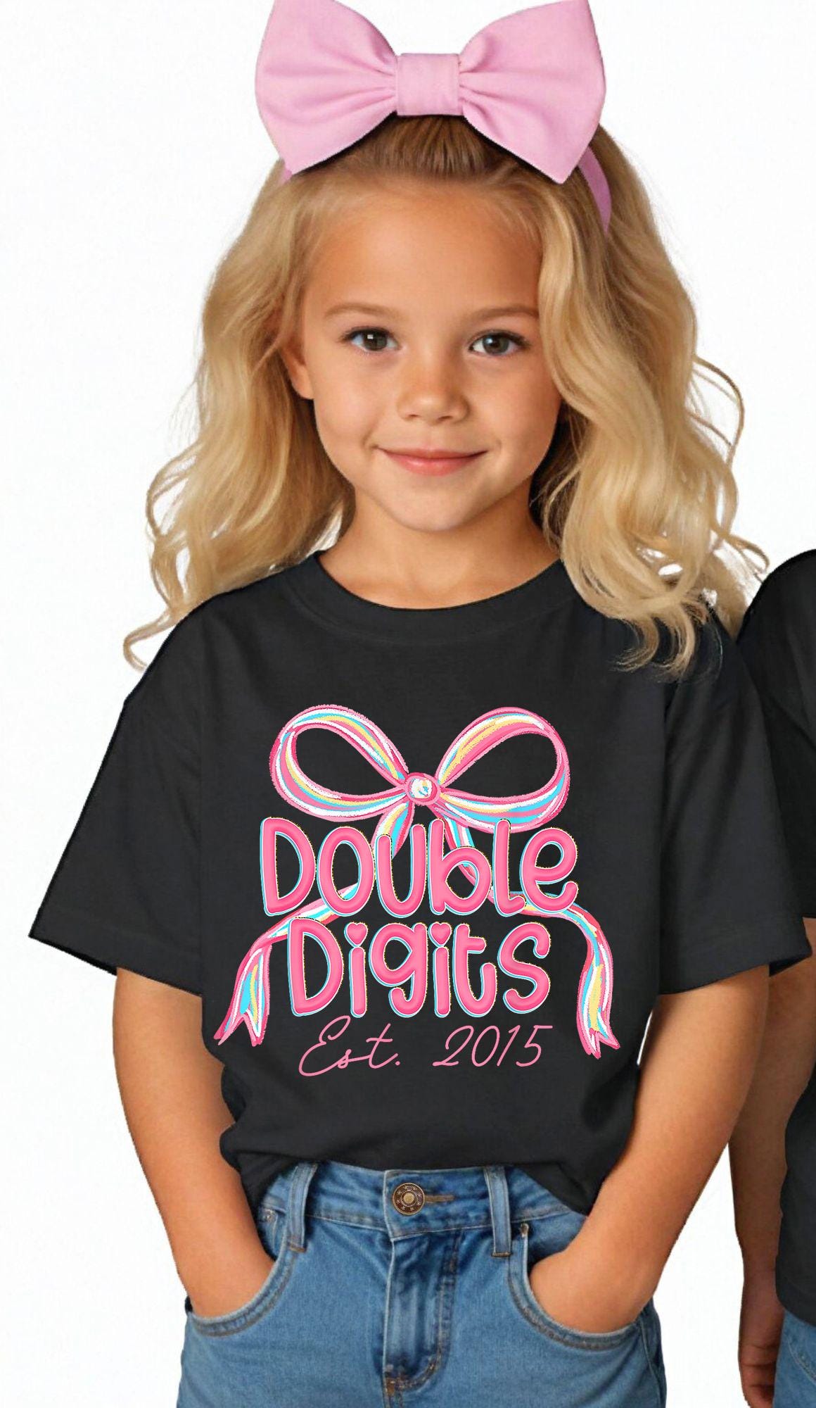 Double Digits Birthday Shirt, Tween Birthday Girl Bow Tee, 10th ...