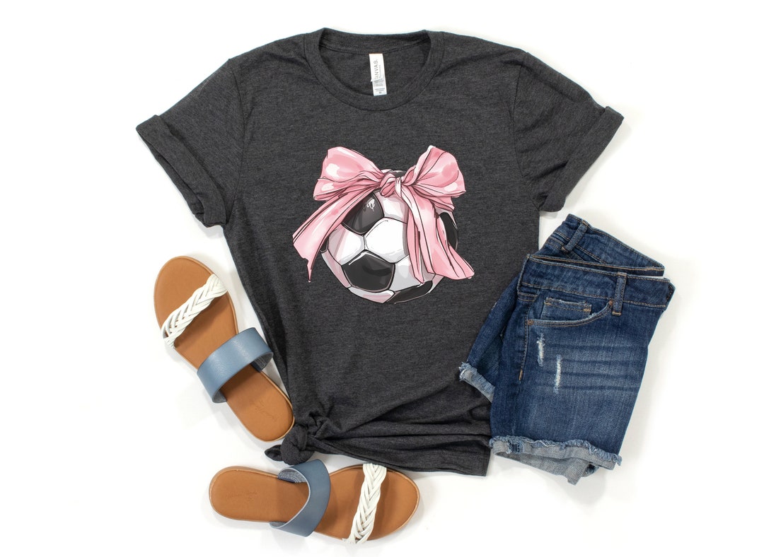 Coquette Soccer Pink Bow Shirt, Soft Girl Clothing, Cute Soccer Tee ...
