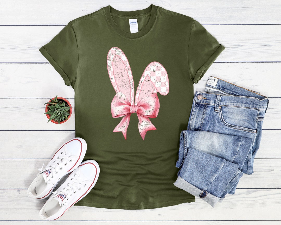Coquette Easter Bunny Shirt, Cute Bunny Ears T-shirt, Funny Rabbit Tee ...