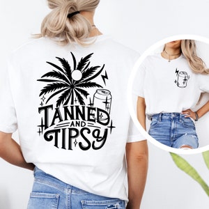 Tanned and Tipsy Shirt, Summer Vibes T-shirt, Beach Vacation Tee, Retro ...