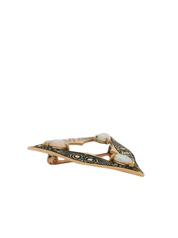 14k Yellow Gold Triangular Shaped Opal Pin - Gem