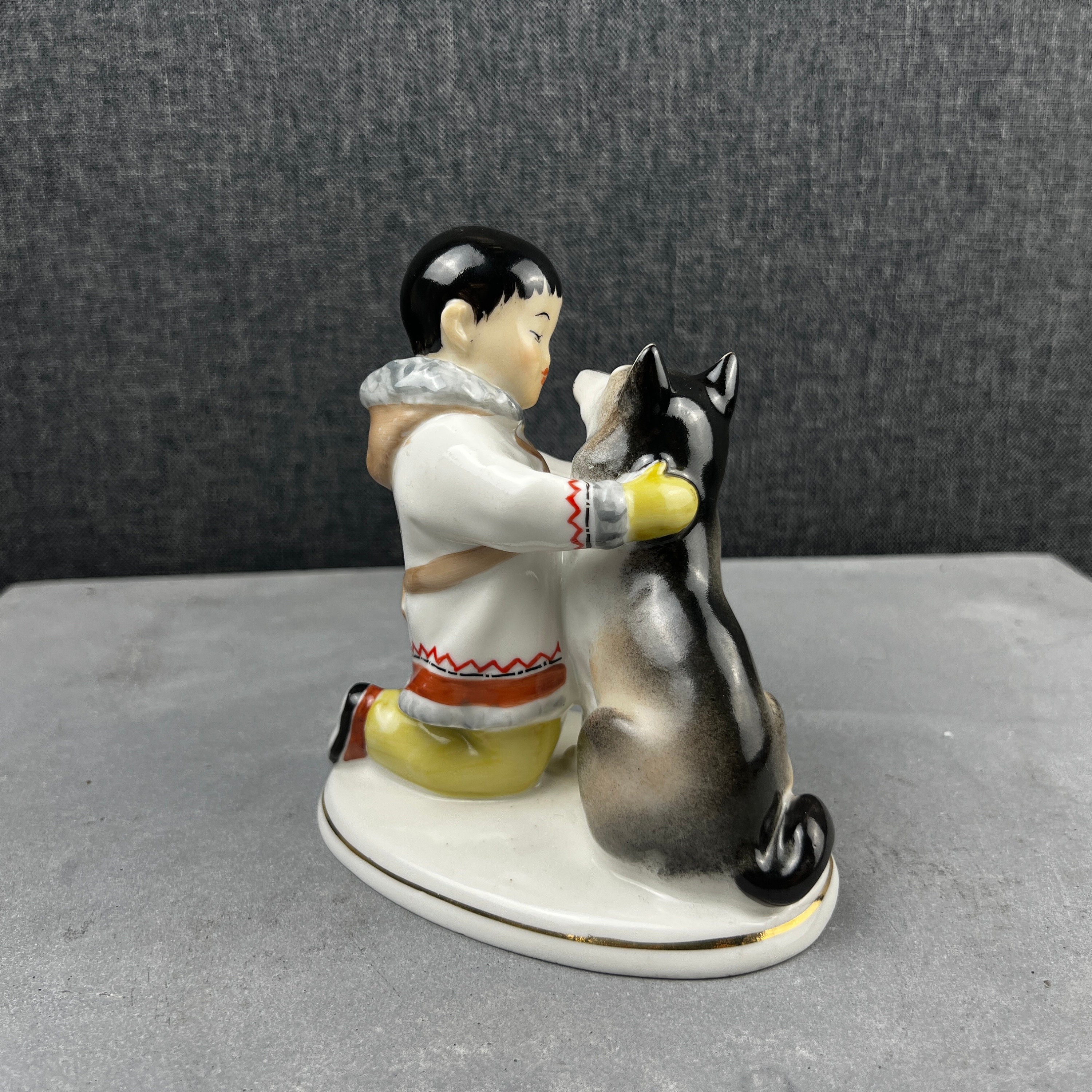 Vintage Lomonosov USSR Porcelain Russian Figurine a Boy With Dog LFZ ...