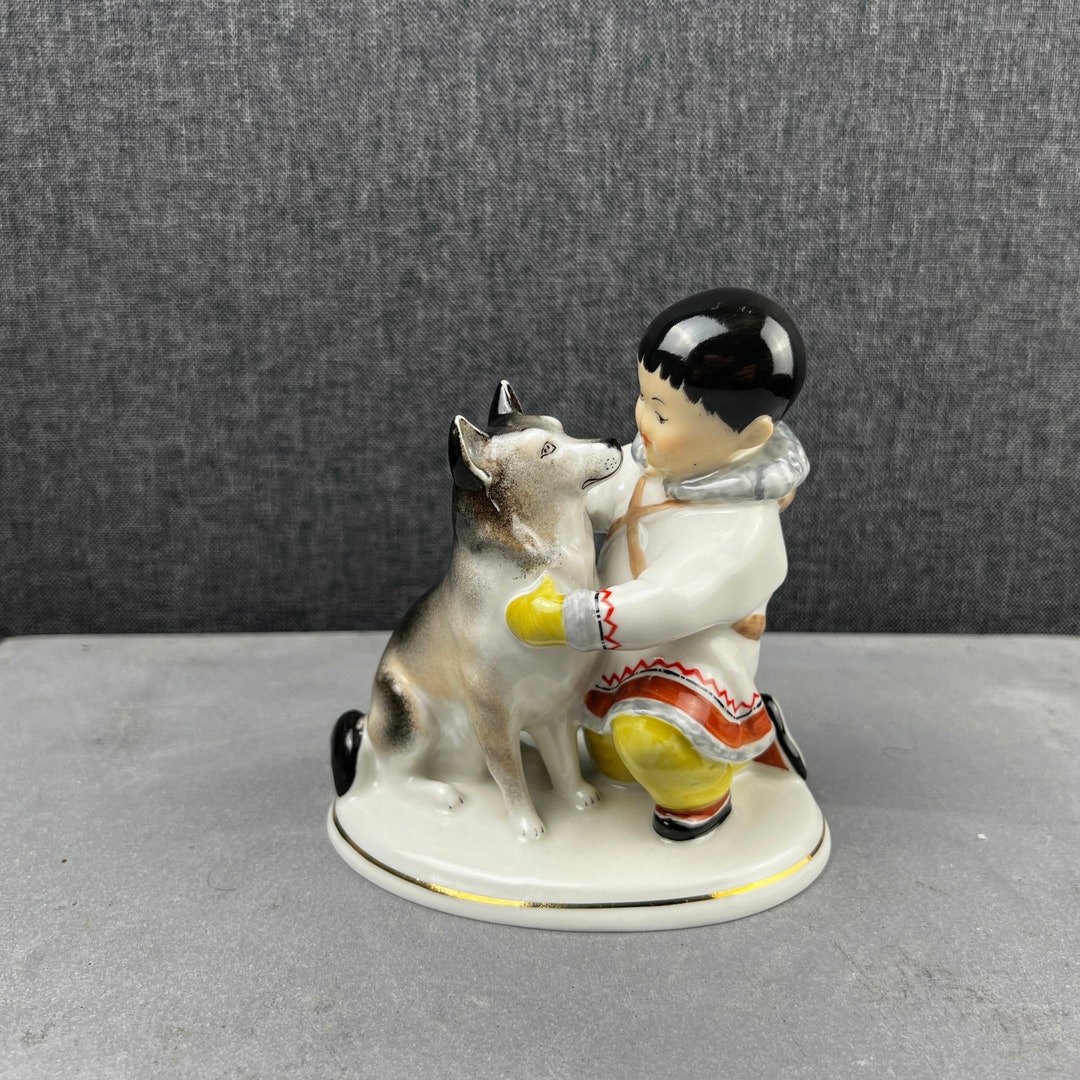 Vintage Lomonosov USSR Porcelain Russian Figurine a Boy With Dog LFZ ...