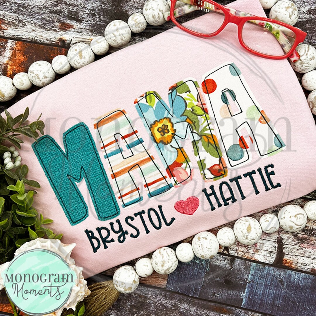 Bubble Mama Machine Embroidery Design, Mama Bean Stitch Applique ...