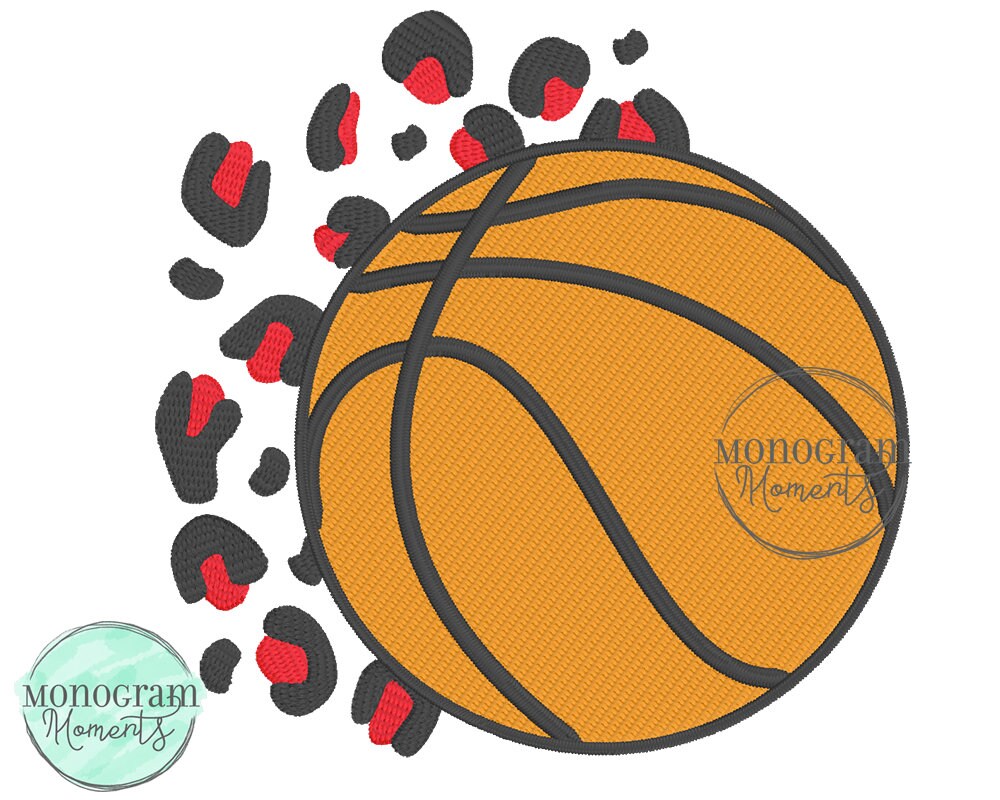 Basketball With Leopard Spots Machine Embroidery Design, Basketball ...