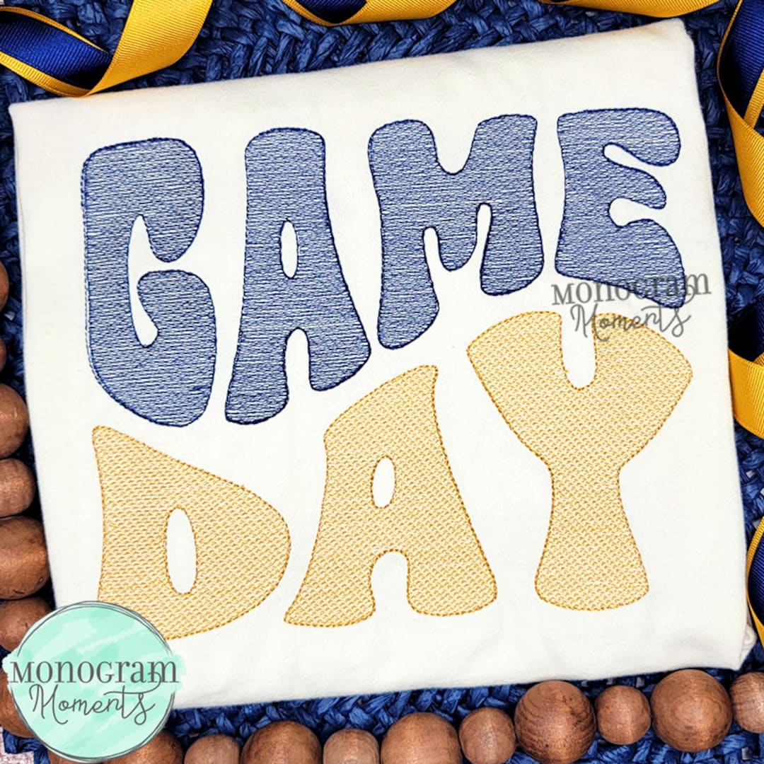 Game Day Retro Machine Embroidery Design, Bean Stitch Sketch Embroidery ...
