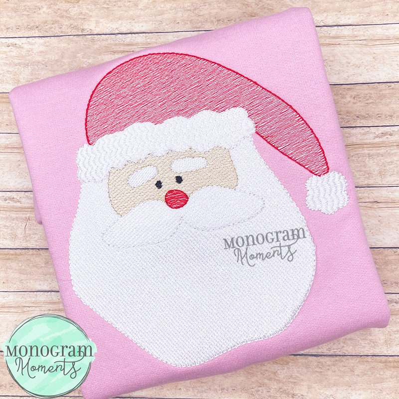 Santa Face- Sketch Embroidery - Digital Download - Etsy