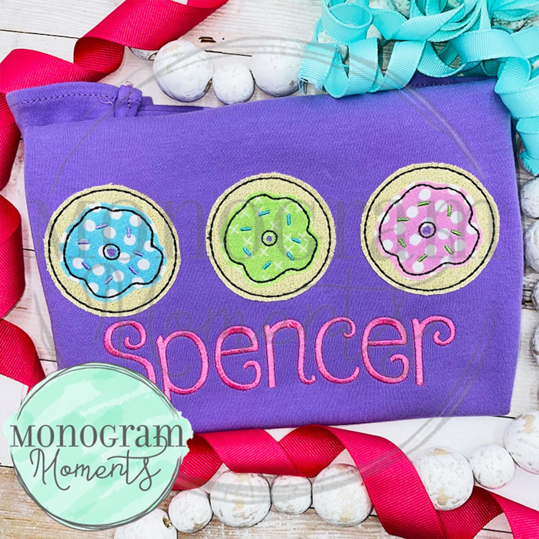 Doughnut Machine Embroidery Design File, Doughnuts Bean Stitch Applique ...
