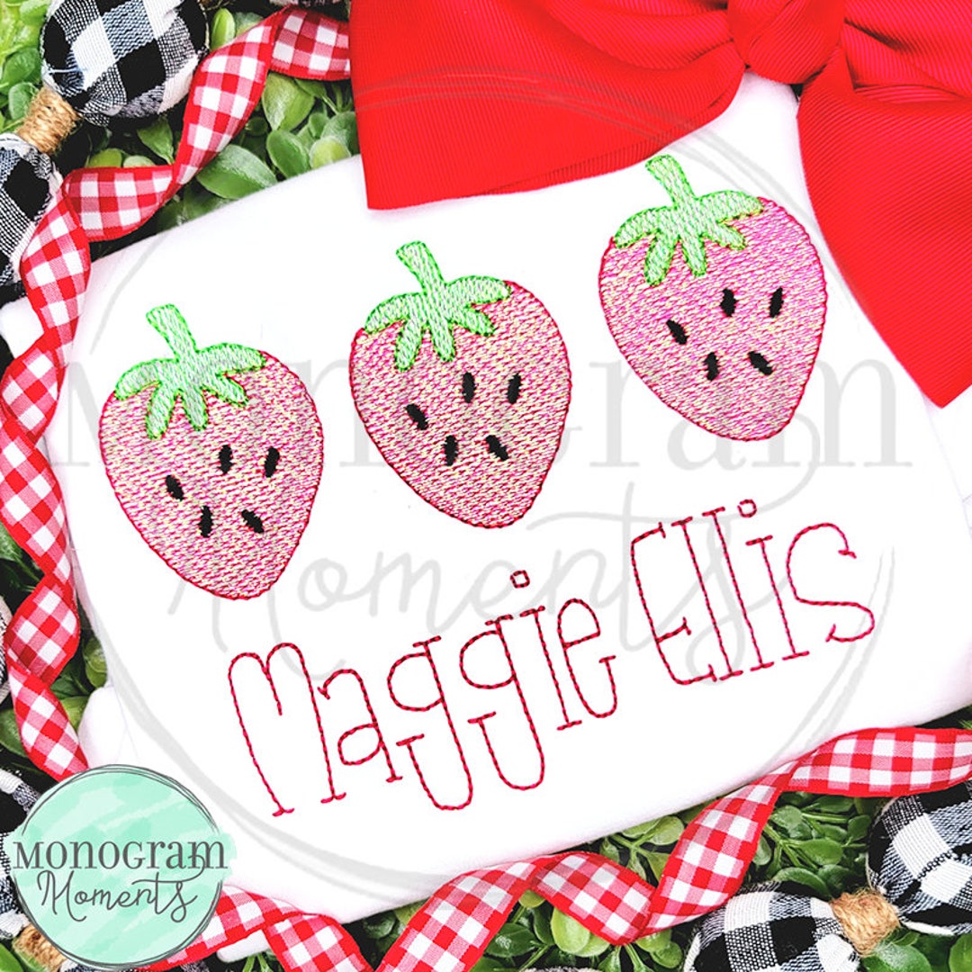 Strawberry Machine Embroidery Design File, Strawberry Bean Stitch ...