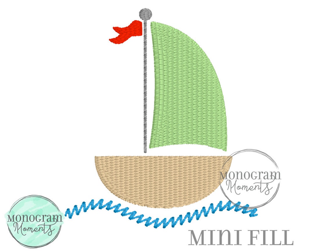 Sailboat Mini Embroidery Designs, Mini Fill Stitch Embroidery Design ...