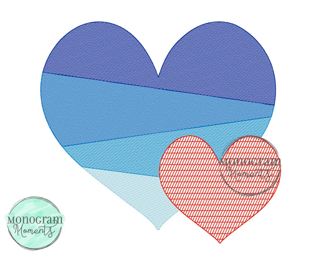 2 Hearts Sketch Embroidery Design, Trendy Embroidery Design, Embroidery ...