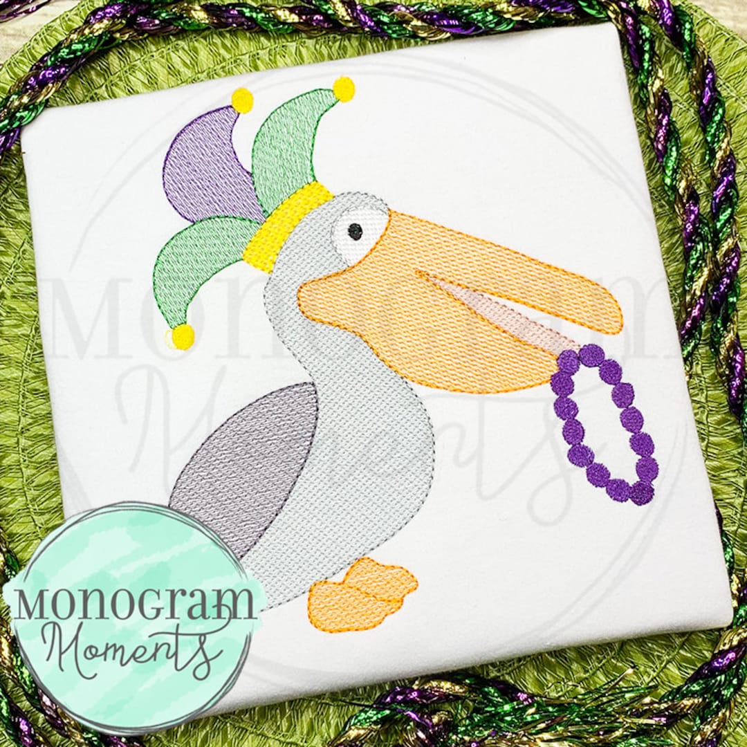 Mardi Gras Pelican Embroidery Design, Trendy Embroidery Designs ...