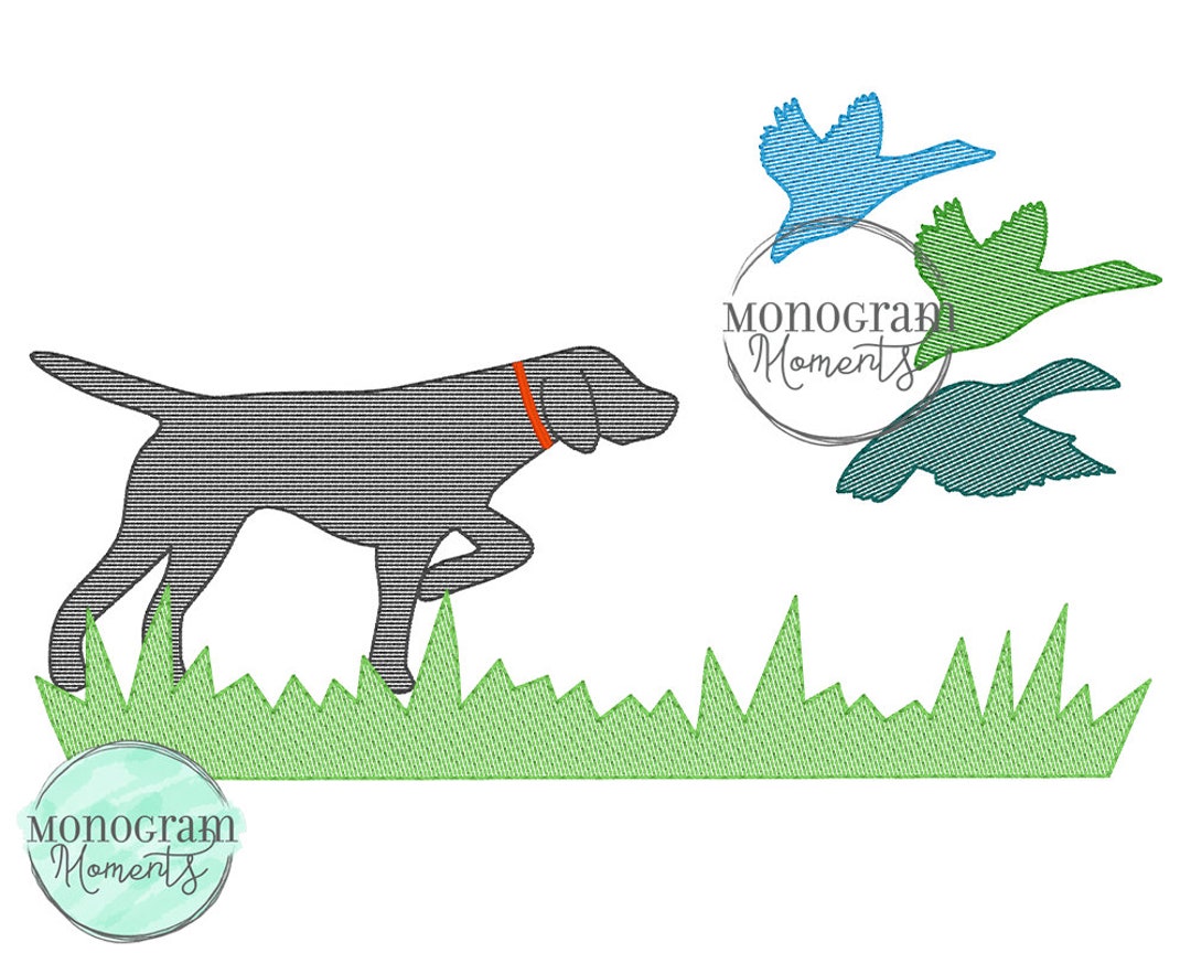 Lab and Duck Hunting Embroidery Design, Trendy Embroidery Design ...