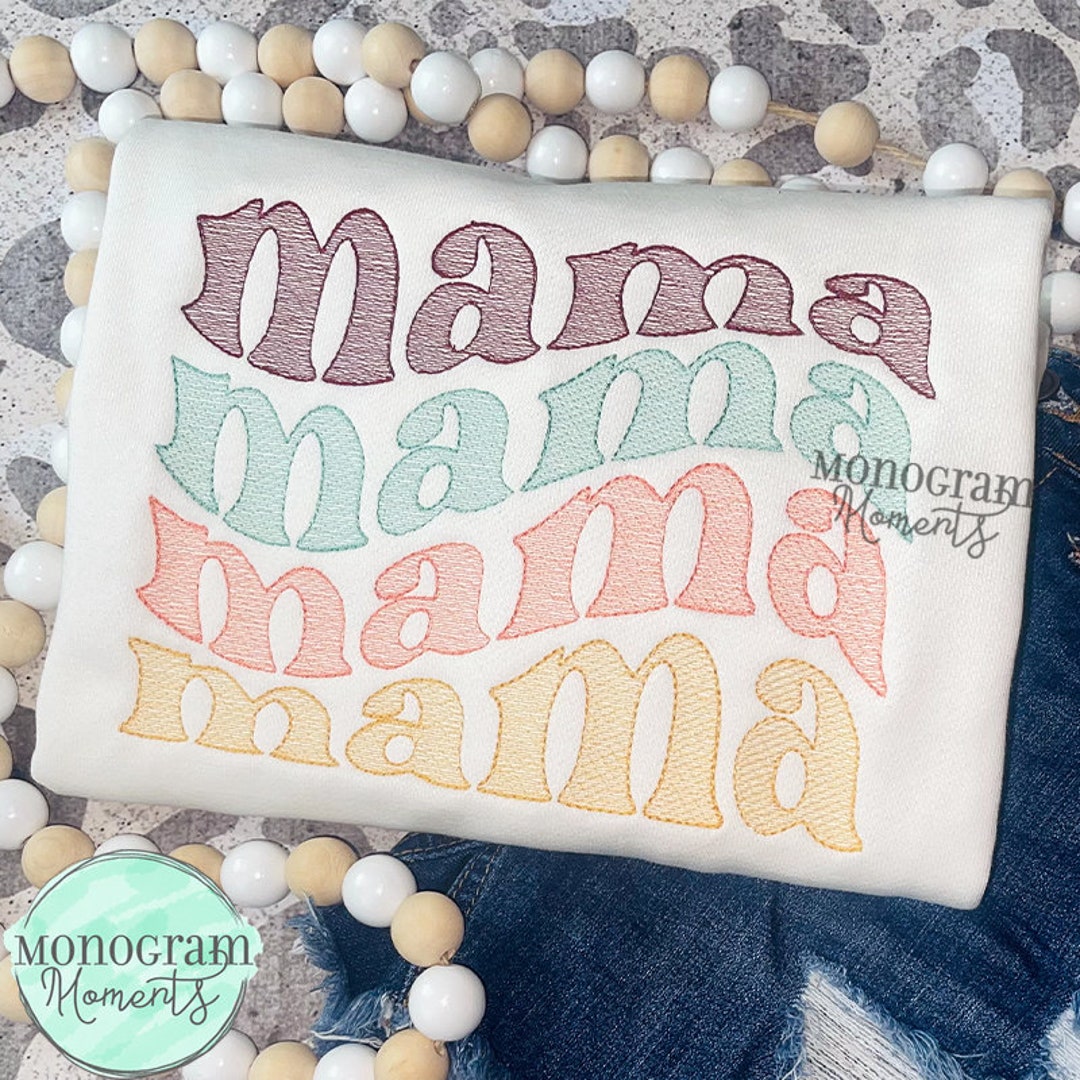 Mama Machine Embroidery Design, Mama Bean Stitch Sketch Embroidery ...