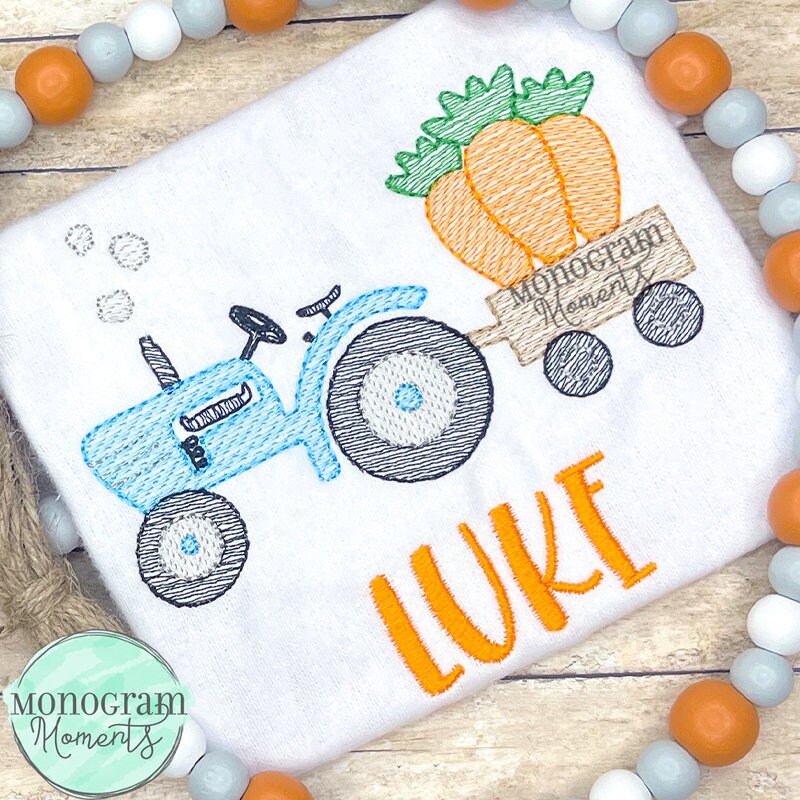 Easter Vintage Tractor Pulling Carrots Machine Embroidery Design File ...