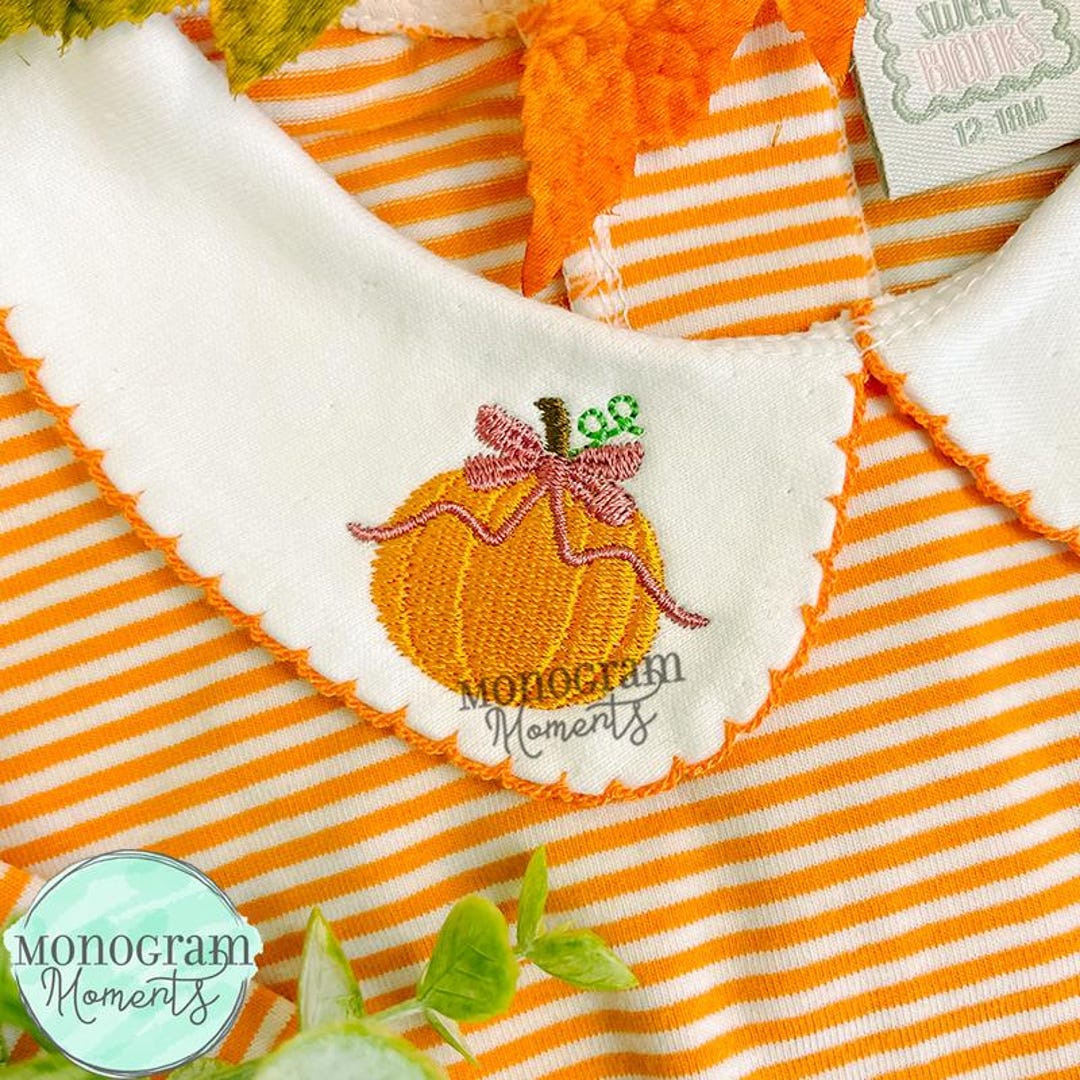 Pumpkin With Bow Mini Machine Embroidery Design, Fall Mini Fill ...