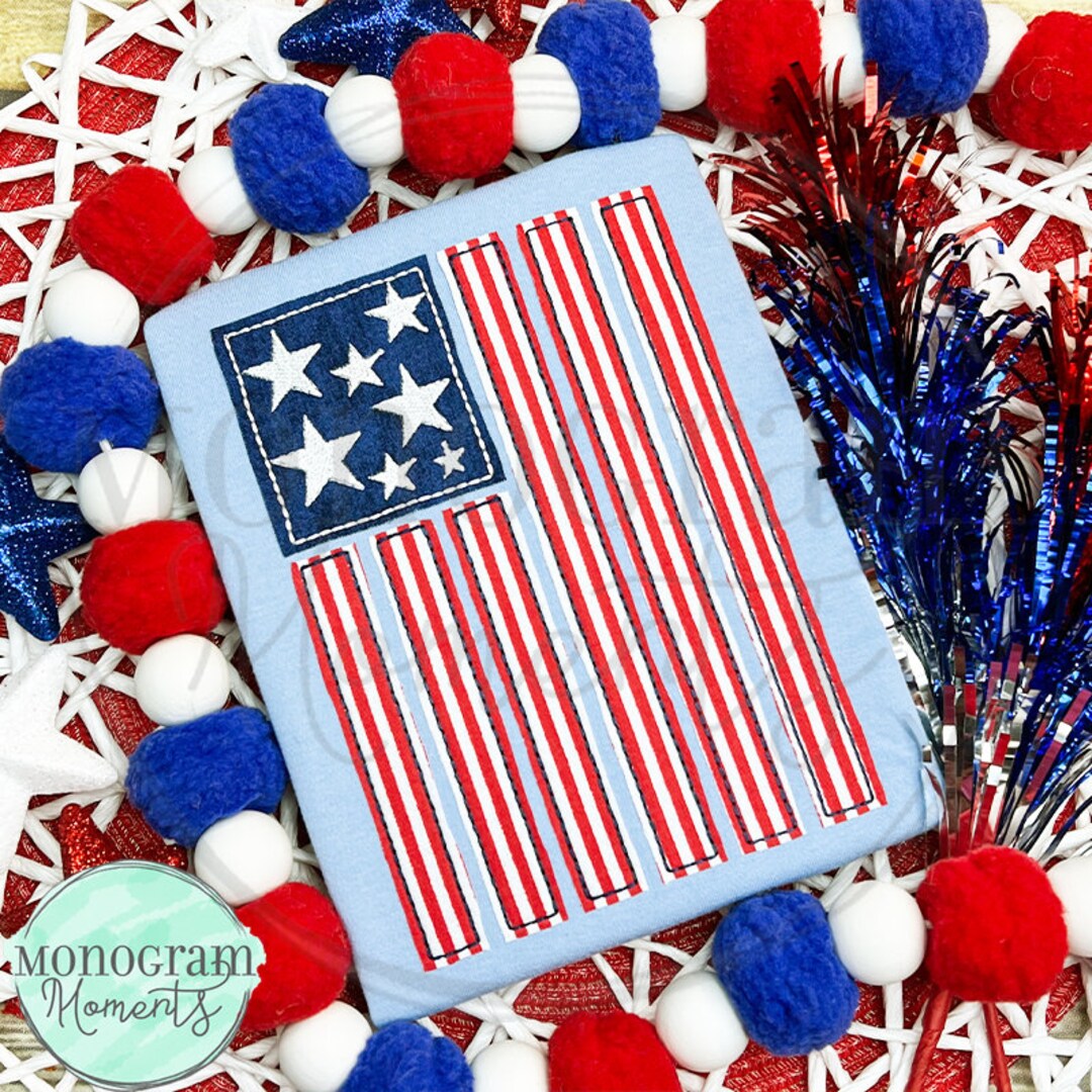 Vertical American Flag Embroidery Design, Trendy Embroidery Design ...