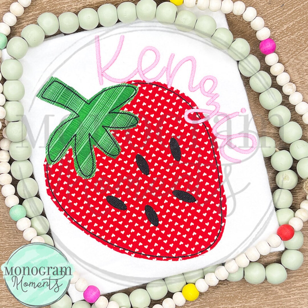 Strawberry Machine Embroidery Design File, Strawberry Picking Bean ...