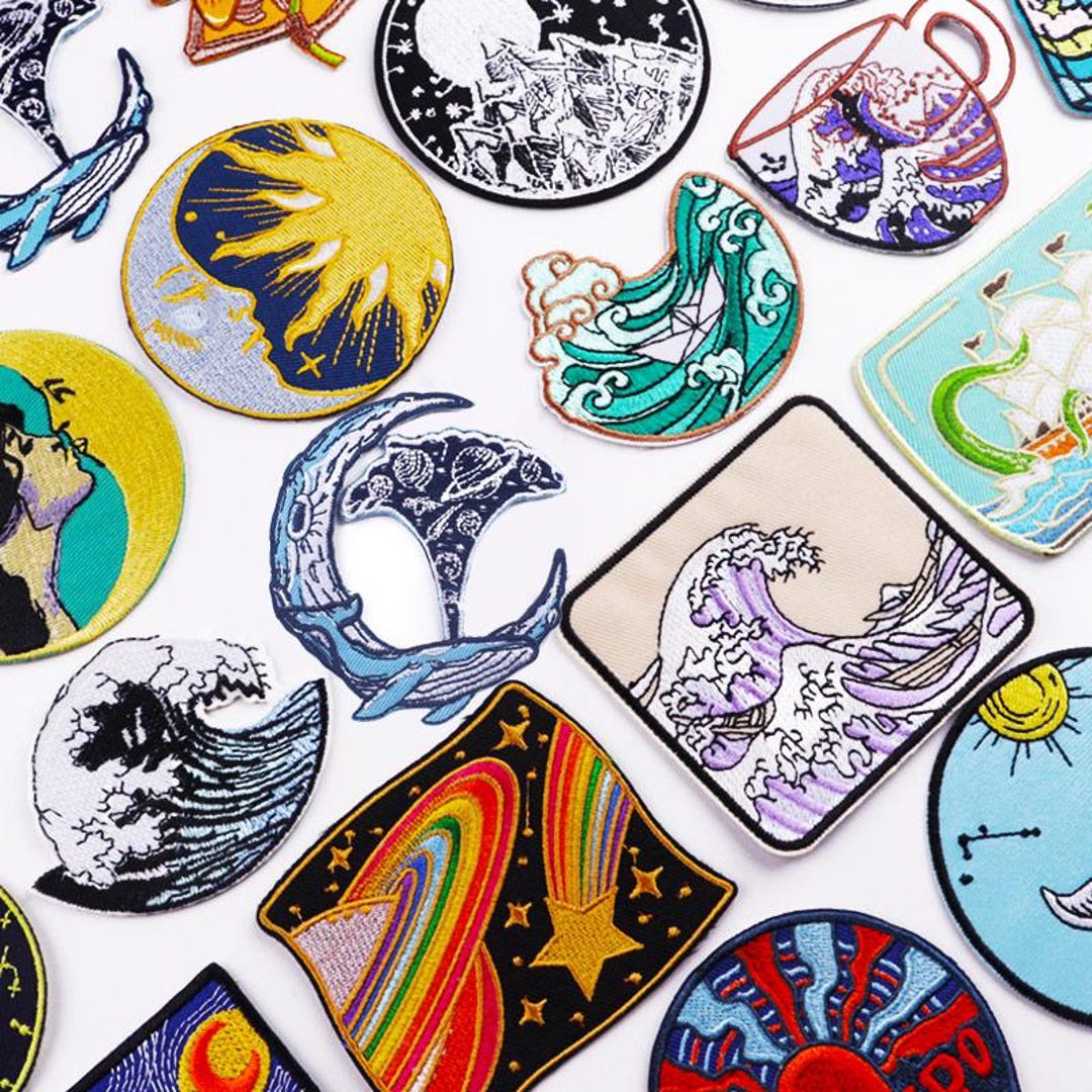 Japanese Waves (1), Whale Surfing Iron on Patches, Unique DIY ...